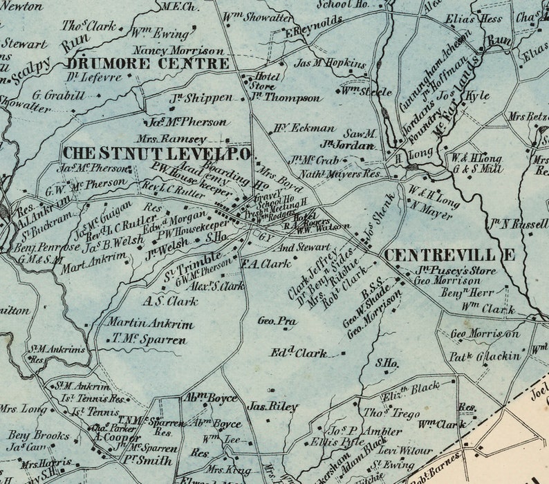 1864 Map of Drumore Township Lancaster County Pennsylvania - Etsy