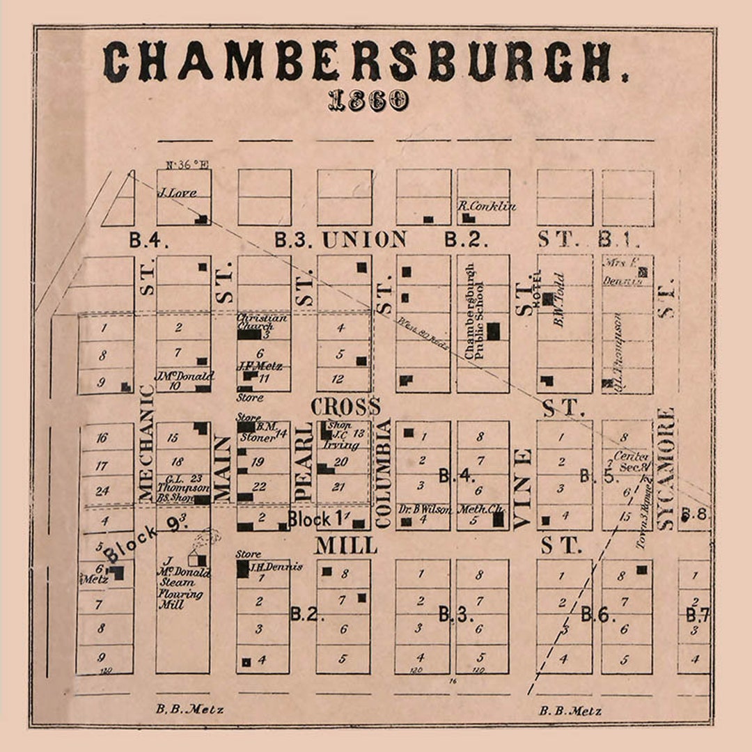 1860 Map of Chambersburgh Pike County Illinois - Etsy