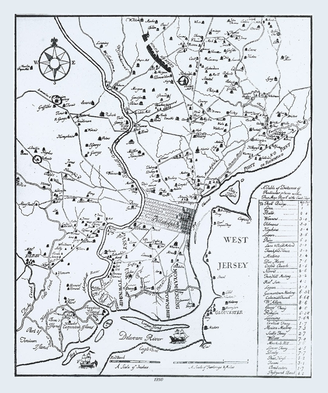 1750 Map of Philadelphia Pennsylvania Area - Etsy