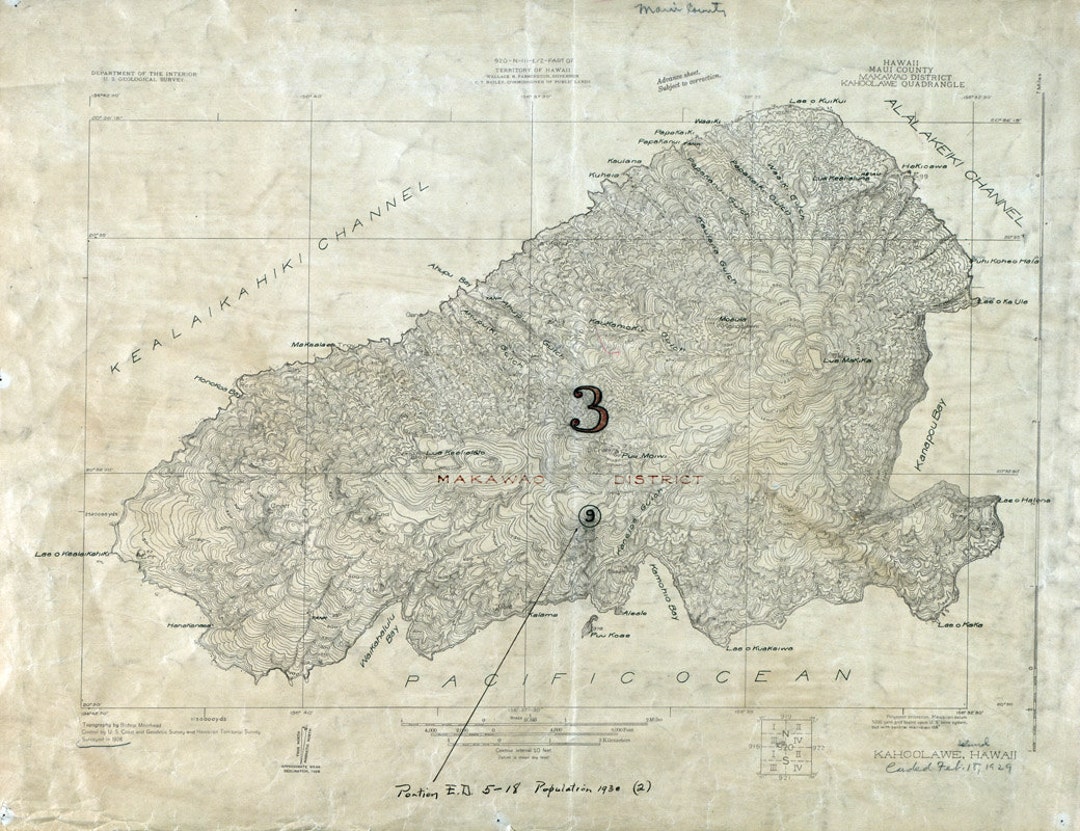1926 Map of Kahoolawe Hawaii - Etsy
