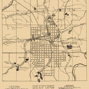 1907 Town Map of Bedford Lawrence County Indiana - Etsy