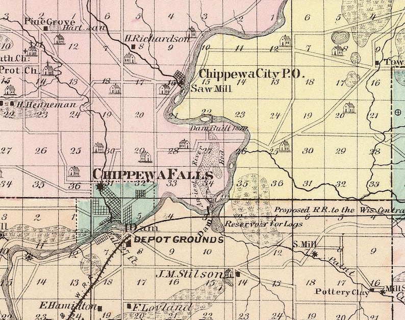 1878 Map of Chippewa County Wisconsin - Etsy