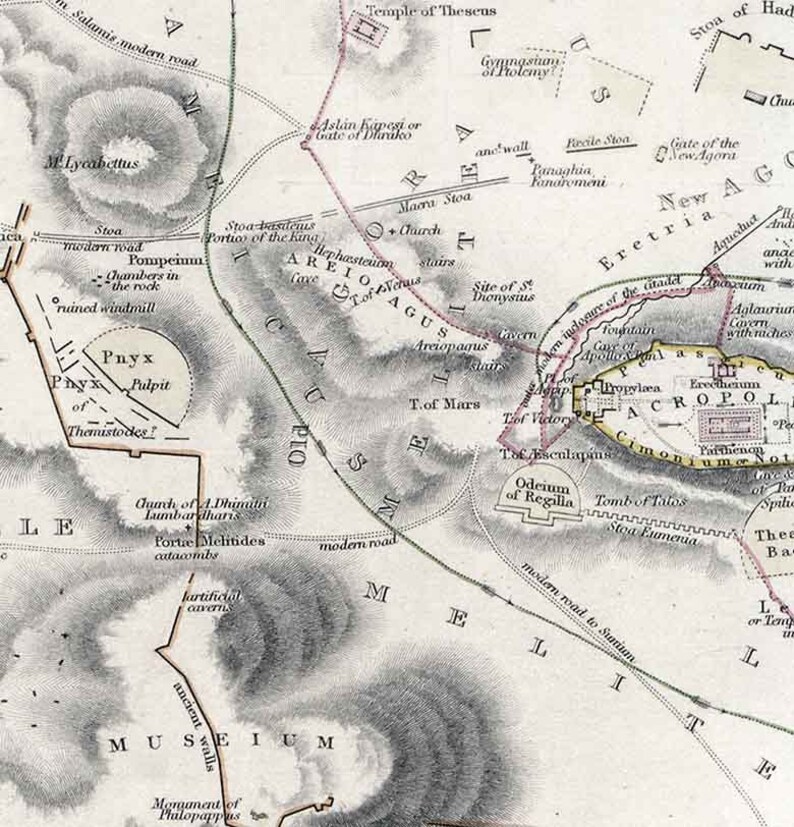1832 Map of Athens Greece Acropolis | Etsy
