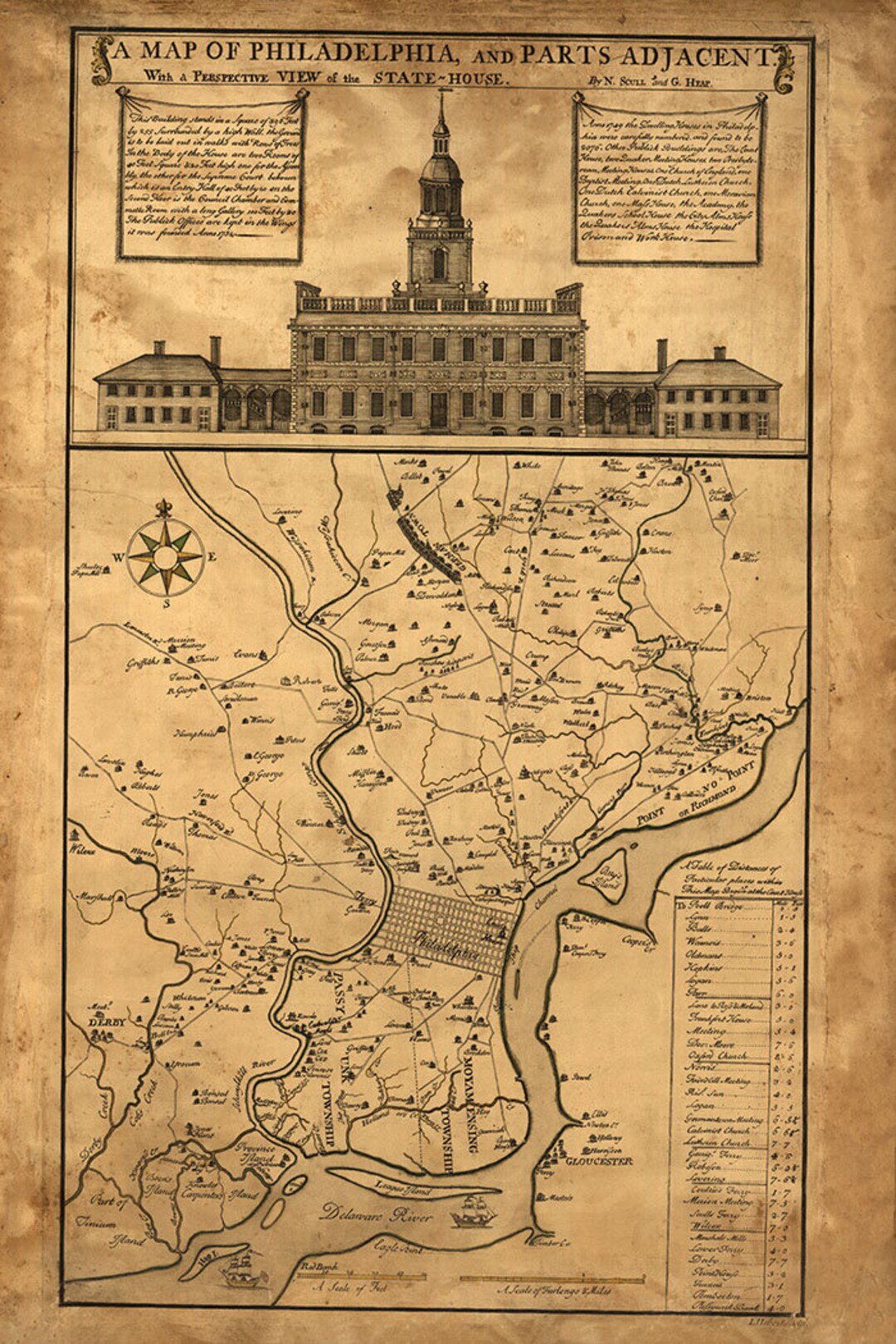 1752 Map of Philadelphia Pennsylvania - Etsy