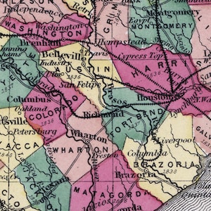 1875 Map of the State of Texas - Etsy