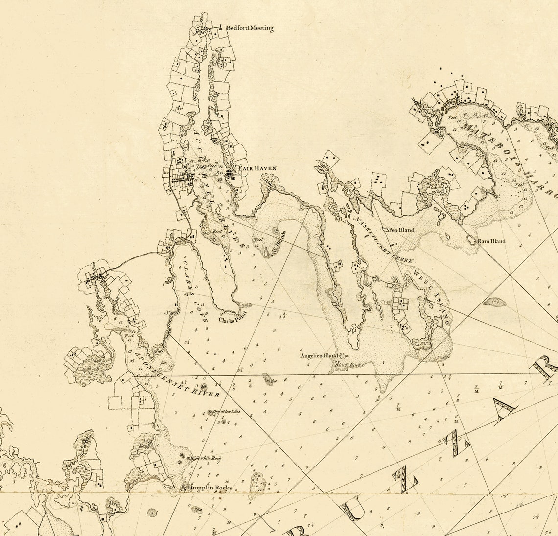1800 Nautical Chart of Buzzards Bay and Vineyard Sound Massachusetts - Etsy