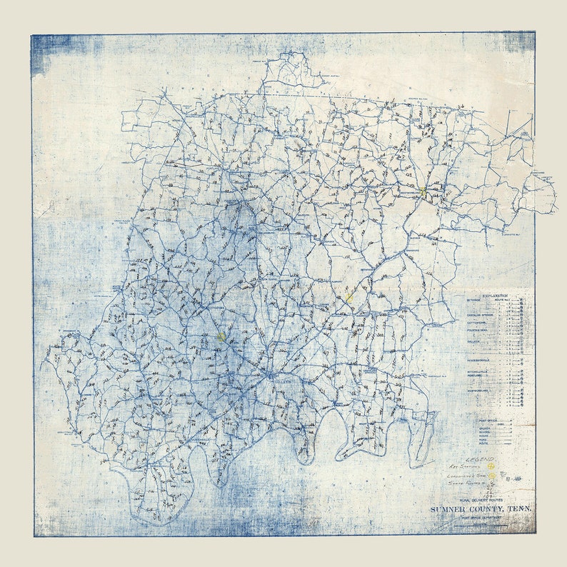 1930 Map of Sumner County Tennessee - Etsy