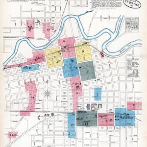 1885 Town Map of Fort Wayne Allen County Indiana - Etsy