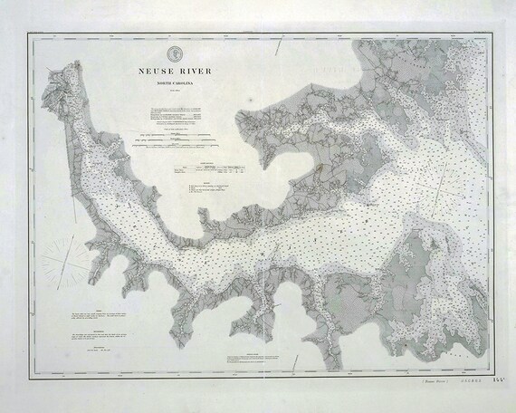 1879 Nautical Map of Neuse River North Carolina to Newbern | Etsy