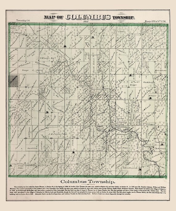 1872 Map of Columbus Township Adams County Illinois | Etsy