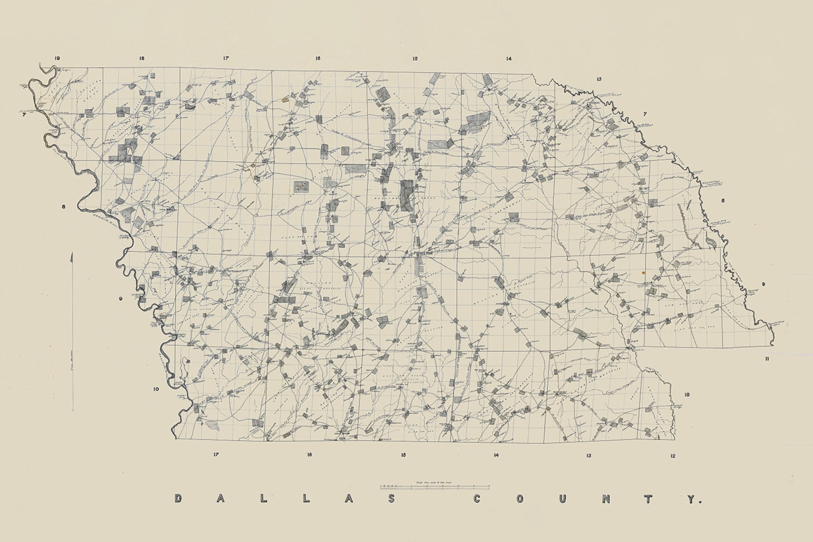 1865 Map of Dallas County Arkansas | Etsy