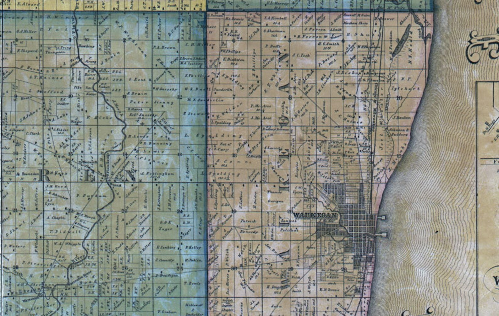 1861 Farm Line Map of Lake County Illinois Waukegan - Etsy