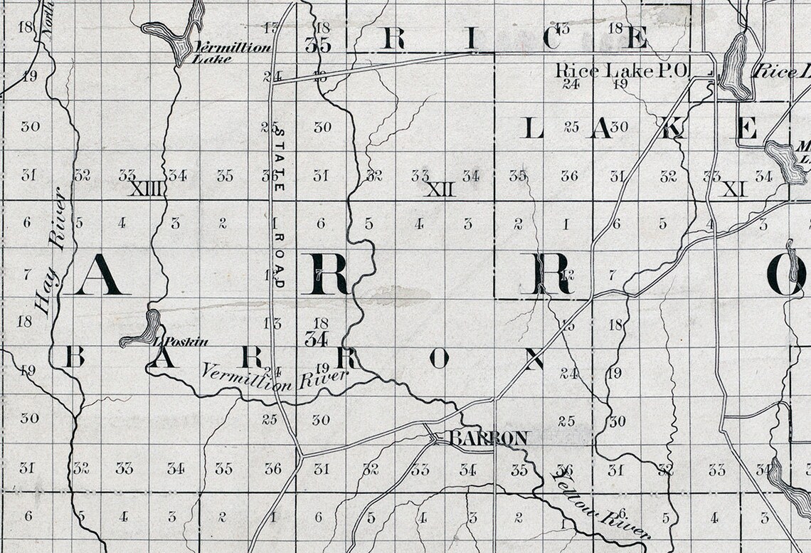 1880 Map of Barron County Wisconsin - Etsy