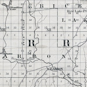 1880 Map of Barron County Wisconsin - Etsy