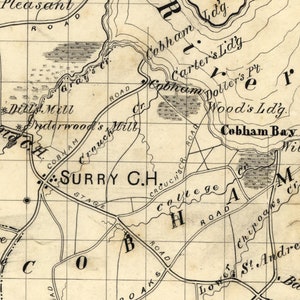 1871 Map of Surry County Virginia - Etsy