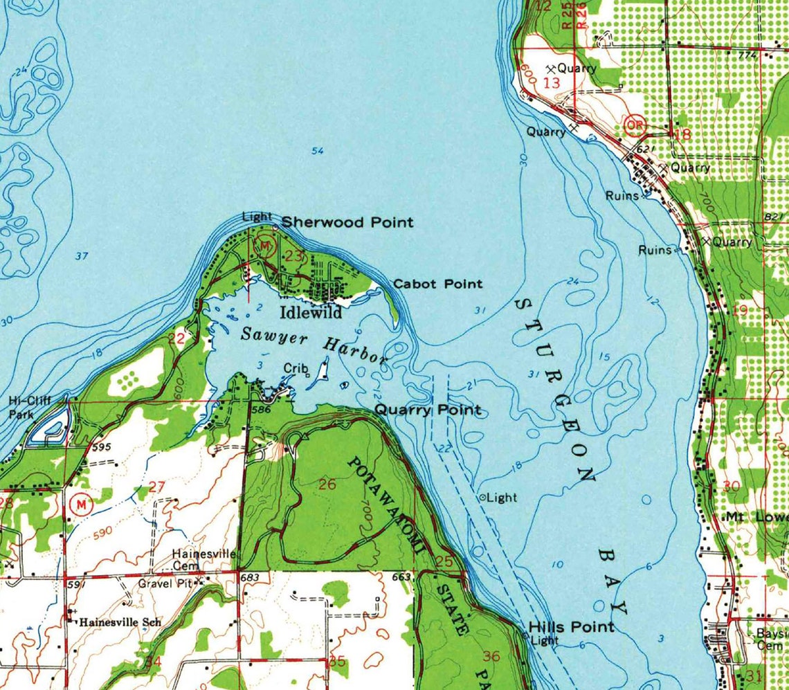 1960 Topo Map of Sturgeon Bay Door County Wisconsin - Etsy