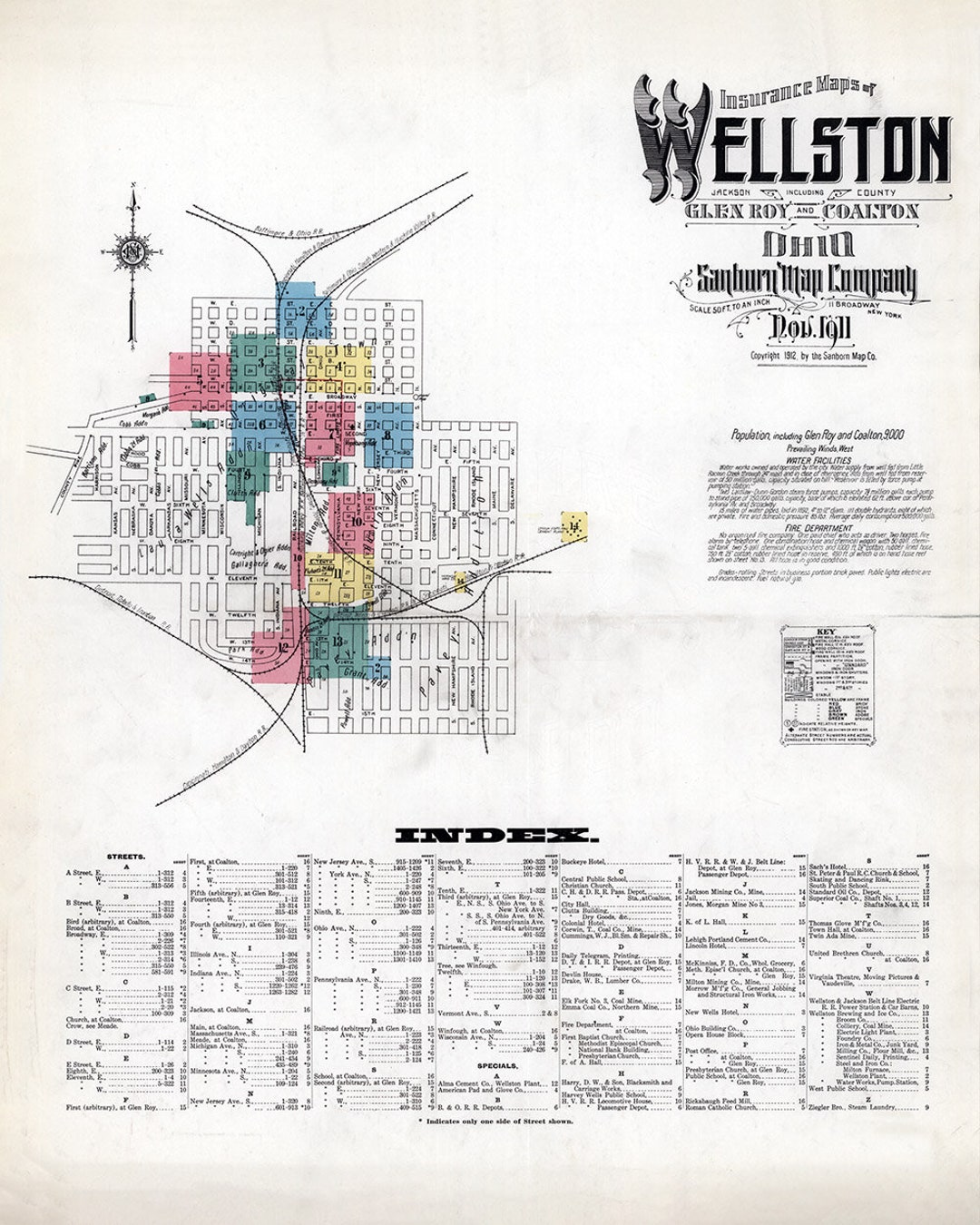1911 Town Map of Wellston Jackson County Ohio - Etsy