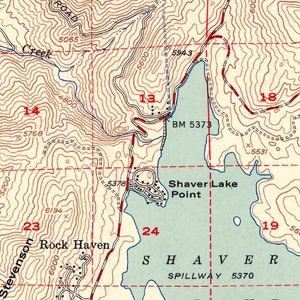 1953 Topo Map of Shaver Lake California Quadrangle - Etsy