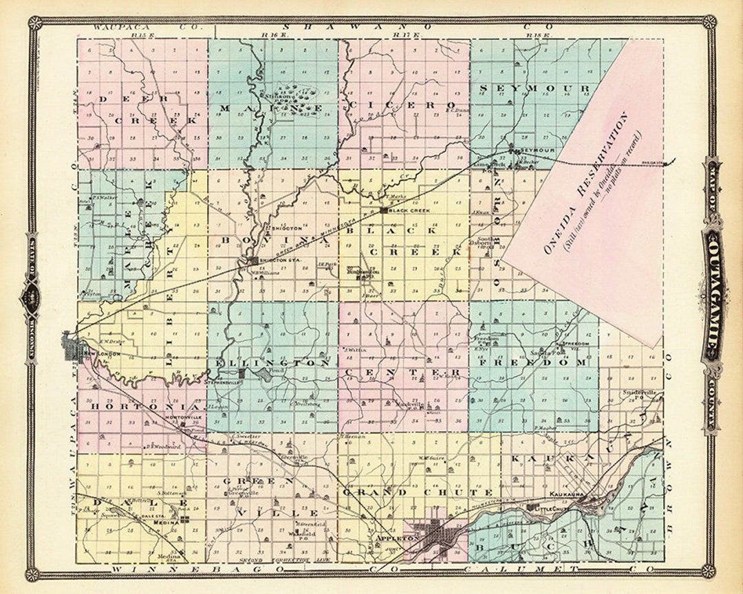 1878 Map of Outagamie County Wisconsin - Etsy