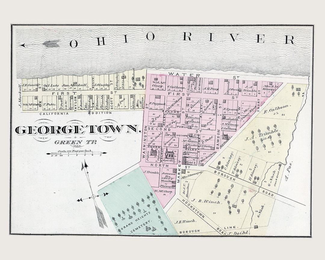 1876 Town Map of Georgetown Beaver County Pennsylvania - Etsy