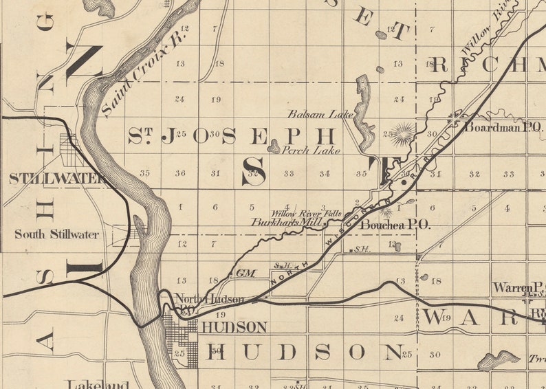 1880 Map of Saint Croix County Wisconsin - Etsy