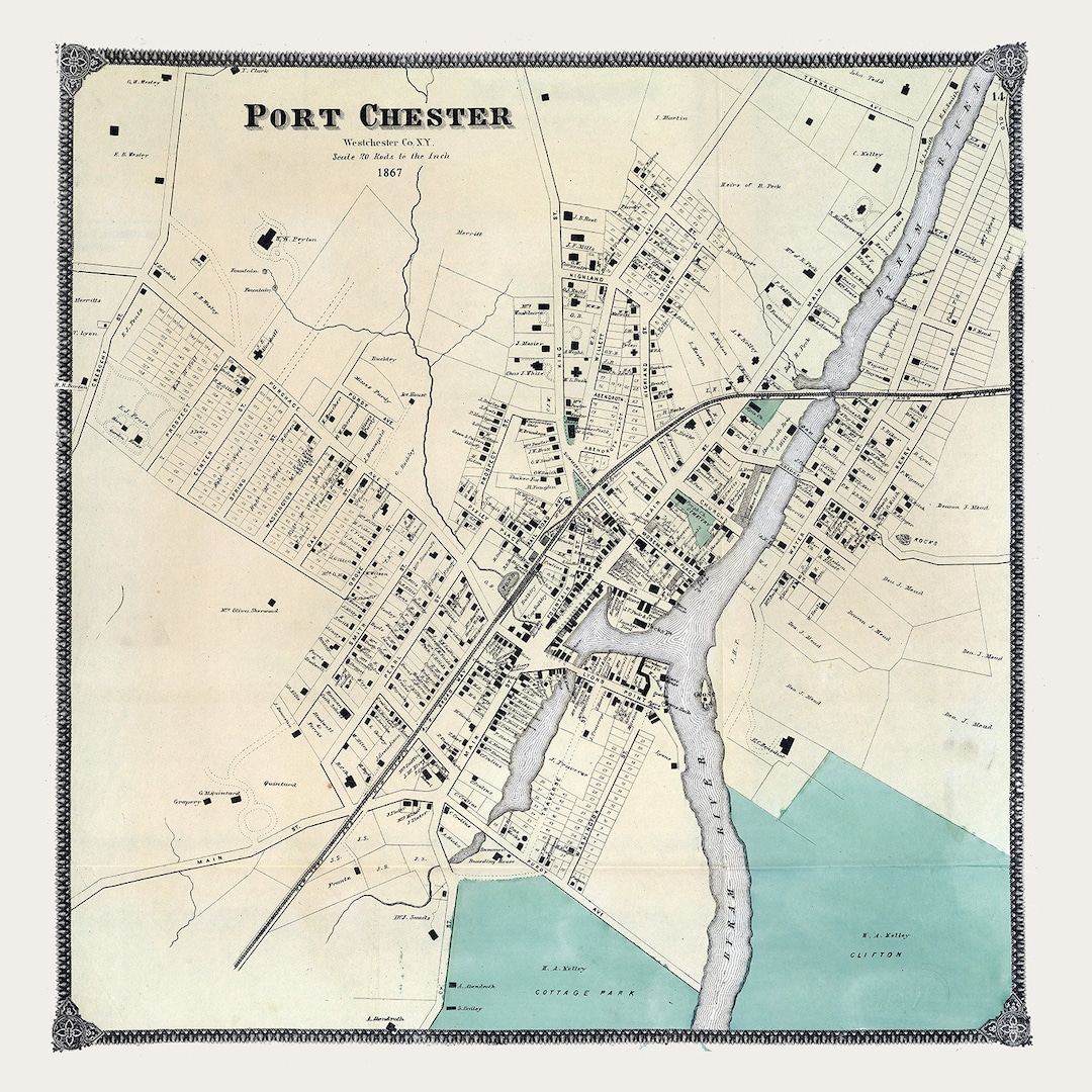 1867 Map of Port Chester Westchester County New York - Etsy
