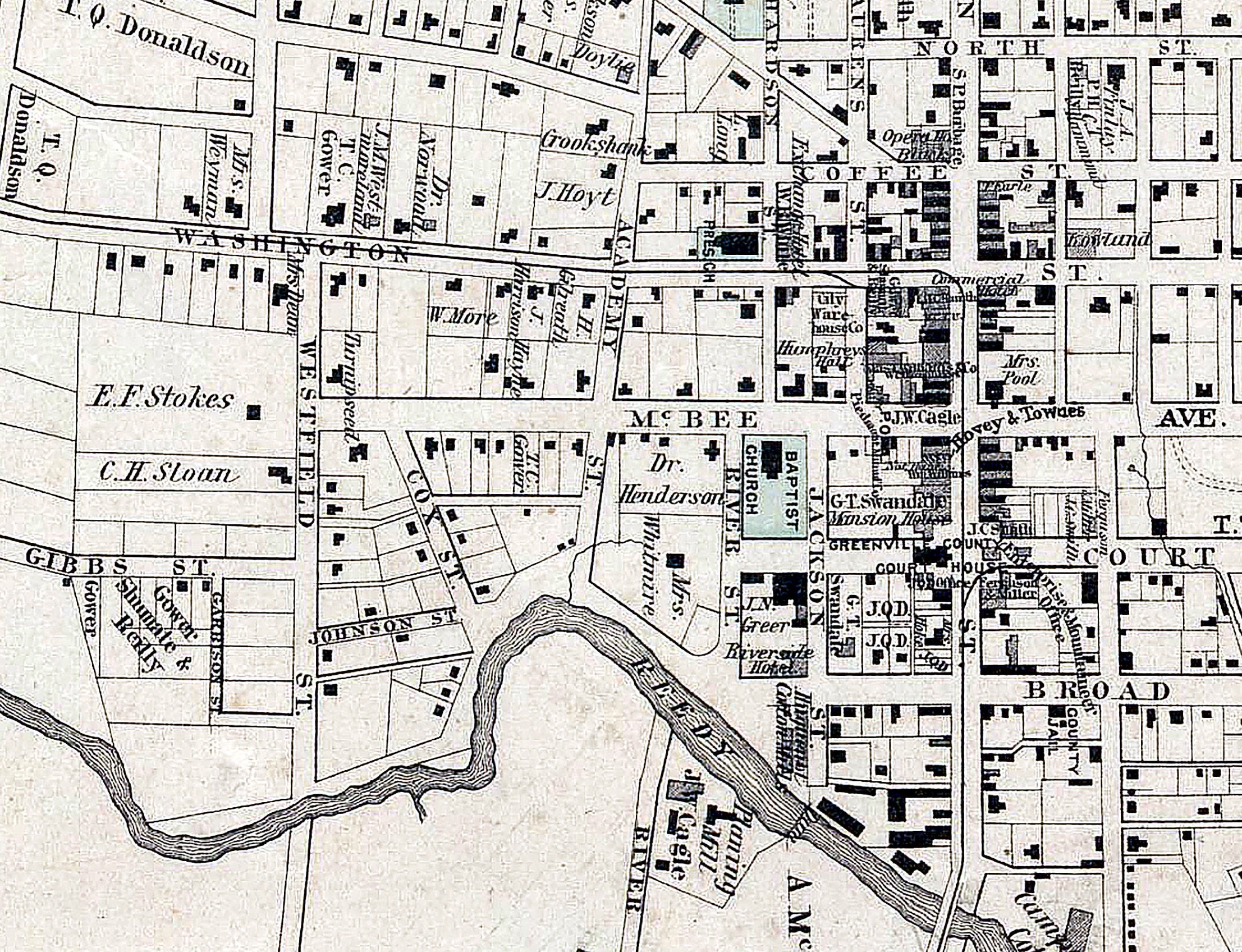 1882 Map of Greenville Greenville County South Carolina - Etsy