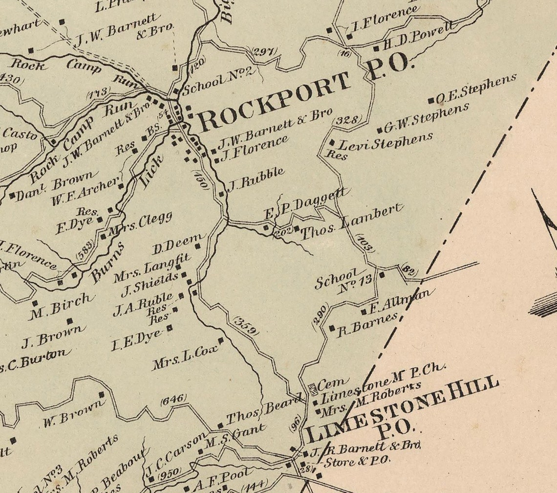 1886 Map of Steele District Wood County West Virginia - Etsy