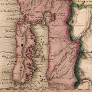 1818 Map of Chile - Etsy