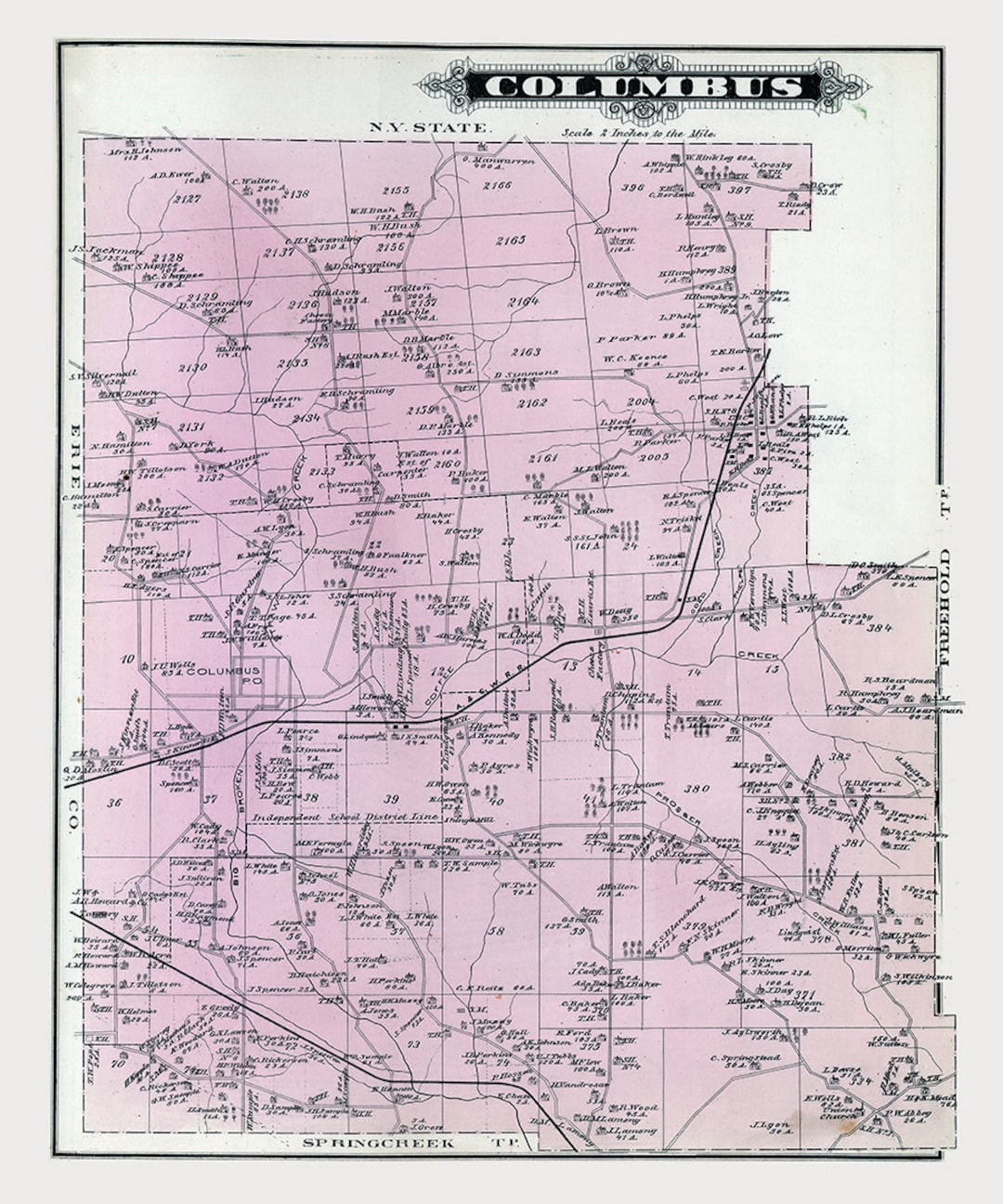 1878 Map of Columbus Township Warren County Pennsylvania - Etsy