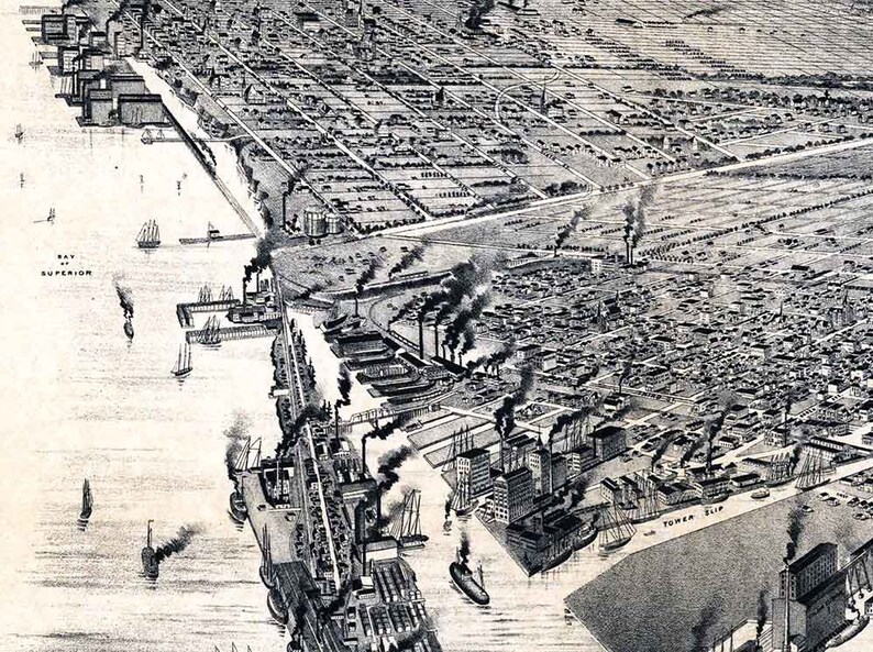 1893 Panoramic Map of Superior Wisconsin - Etsy