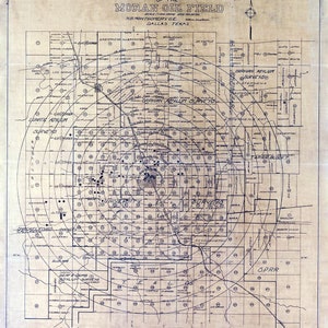 1913 Map of Moran Oil Well Field Texas Shackleford and Callahan County ...