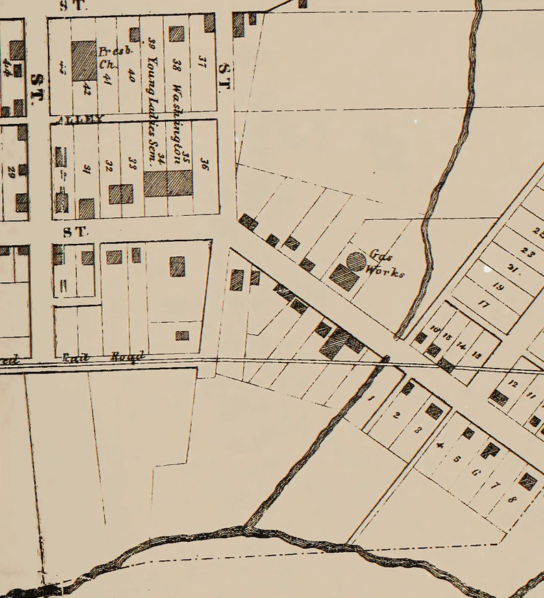 1861 Town Map of Washington Washington County Pennsylvania - Etsy