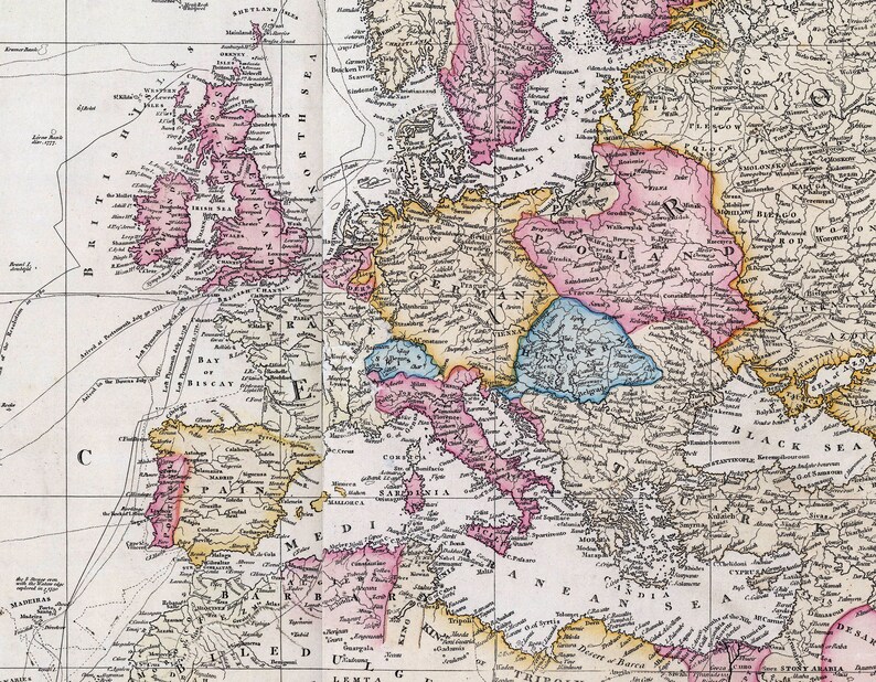 1808 Map of the World - Etsy