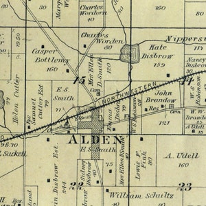 1892 Map of Alden Township Mchenry County Illinois - Etsy