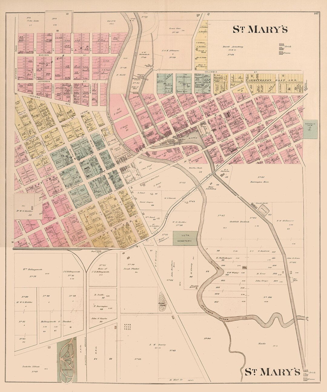 1880 Map of St Marys Auglaize County Ohio - Etsy