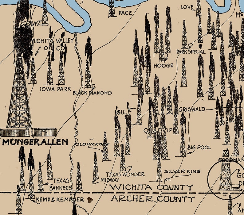 1920 Oil Field Map of Wichita County Texas Iowa Park - Etsy