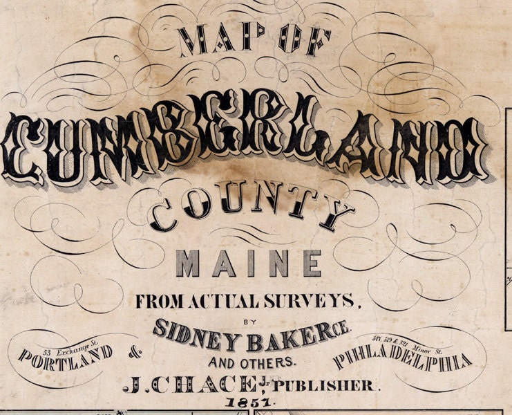 1857 Map of Cumberland County Maine & Portland - Etsy