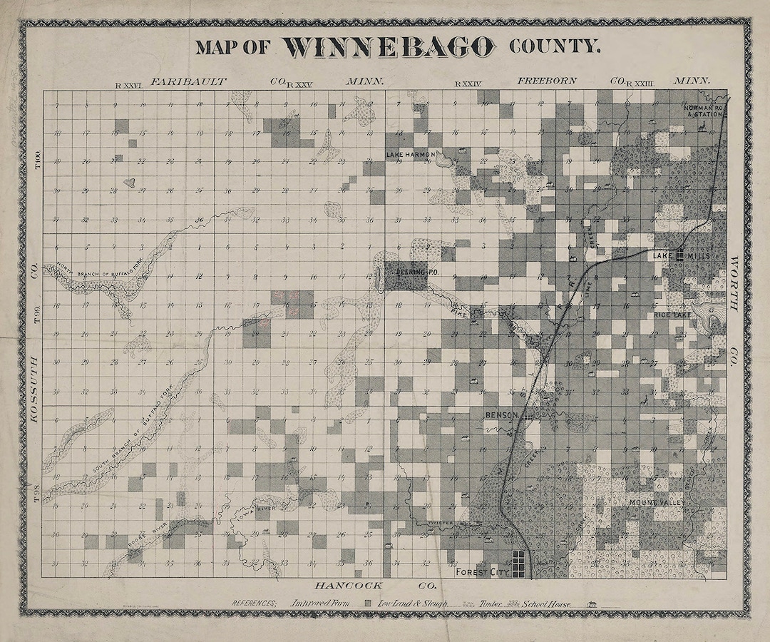 1900 Map of Winnebago County Iowa - Etsy