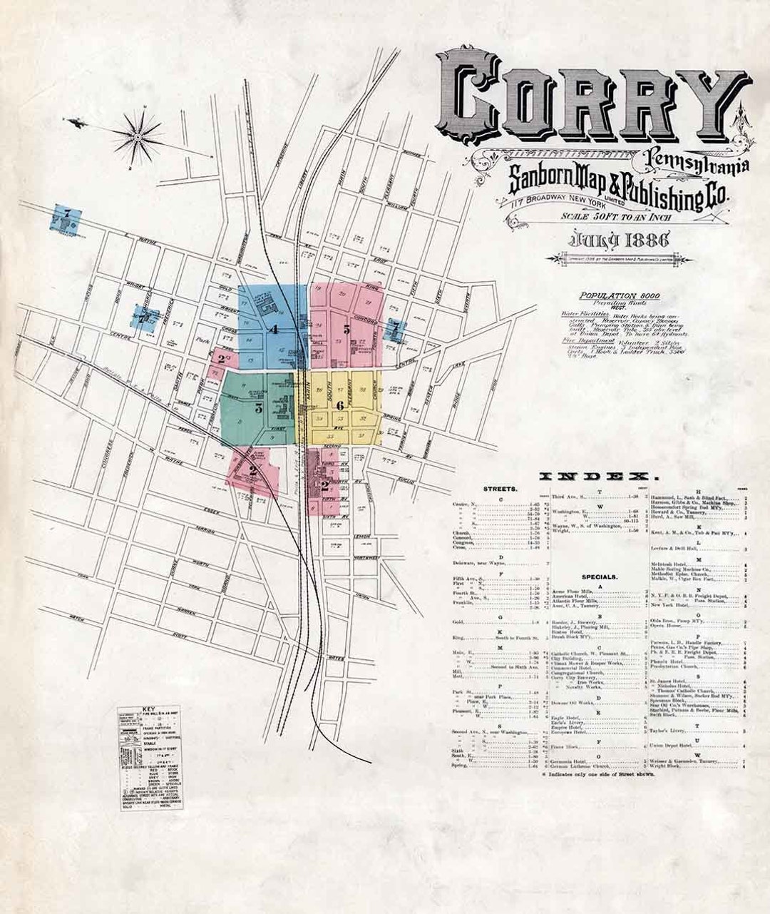 1886 Town Map of Corry Erie County Pennsylvania - Etsy
