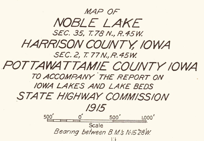 1916 Map of Noble Lake Harrison County and Pottawattamie County Iowa - Etsy