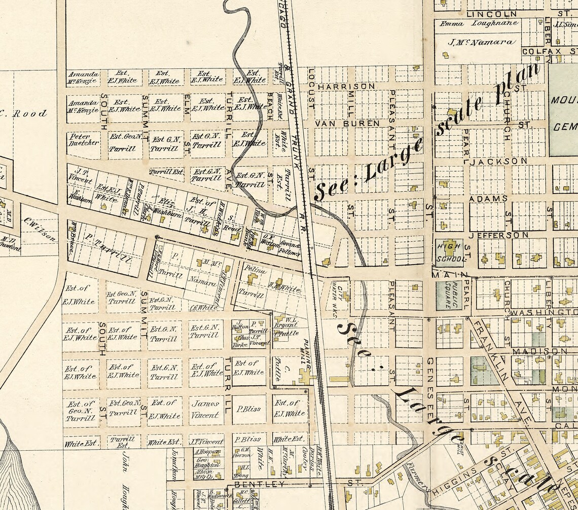 1893 Town Map of Lapeer Lapeer County Michigan - Etsy