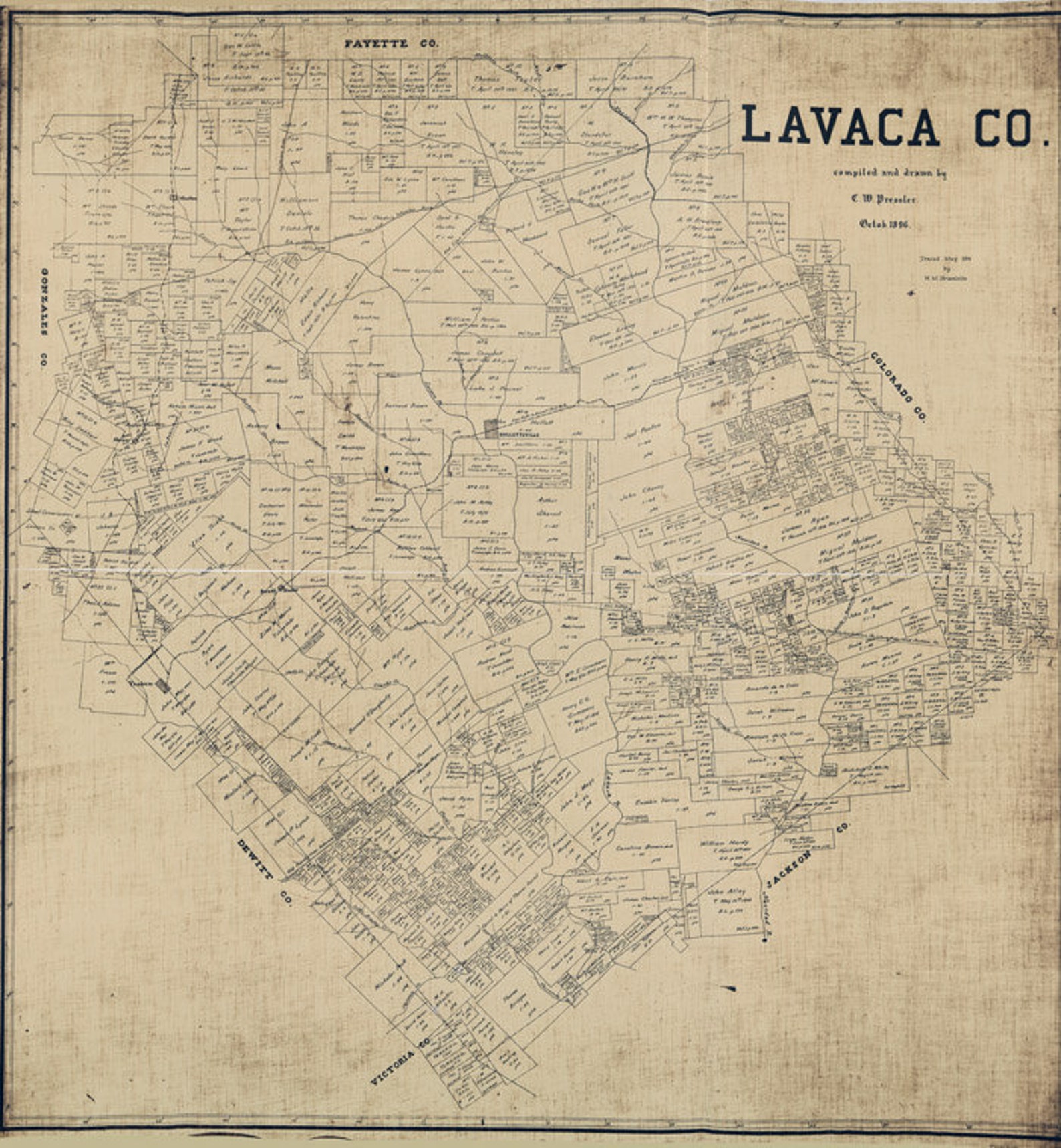 1896 Map of Lavaca County Texas Hallettsville | Etsy