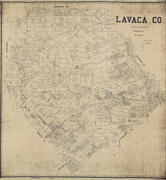 1896 Map of Lavaca County Texas Hallettsville | Etsy