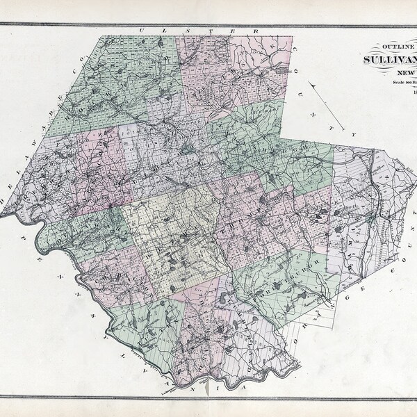 Map of Sullivan County New York - Etsy
