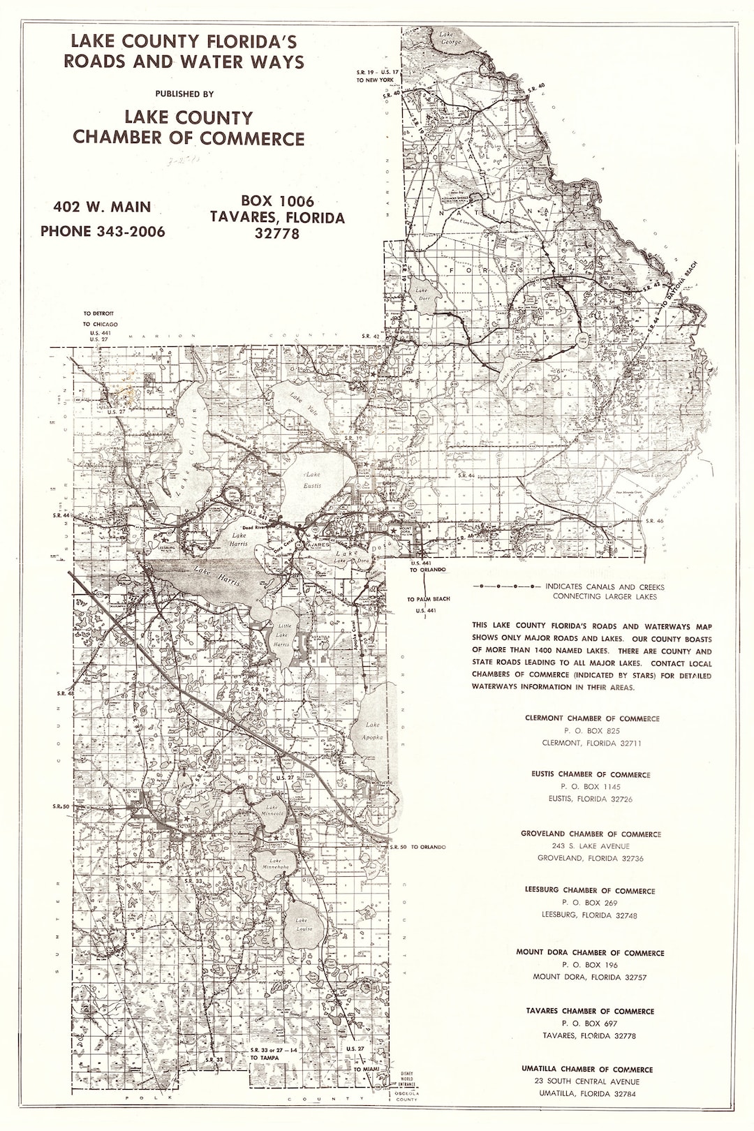 1980 Map of Lake County Florida - Etsy