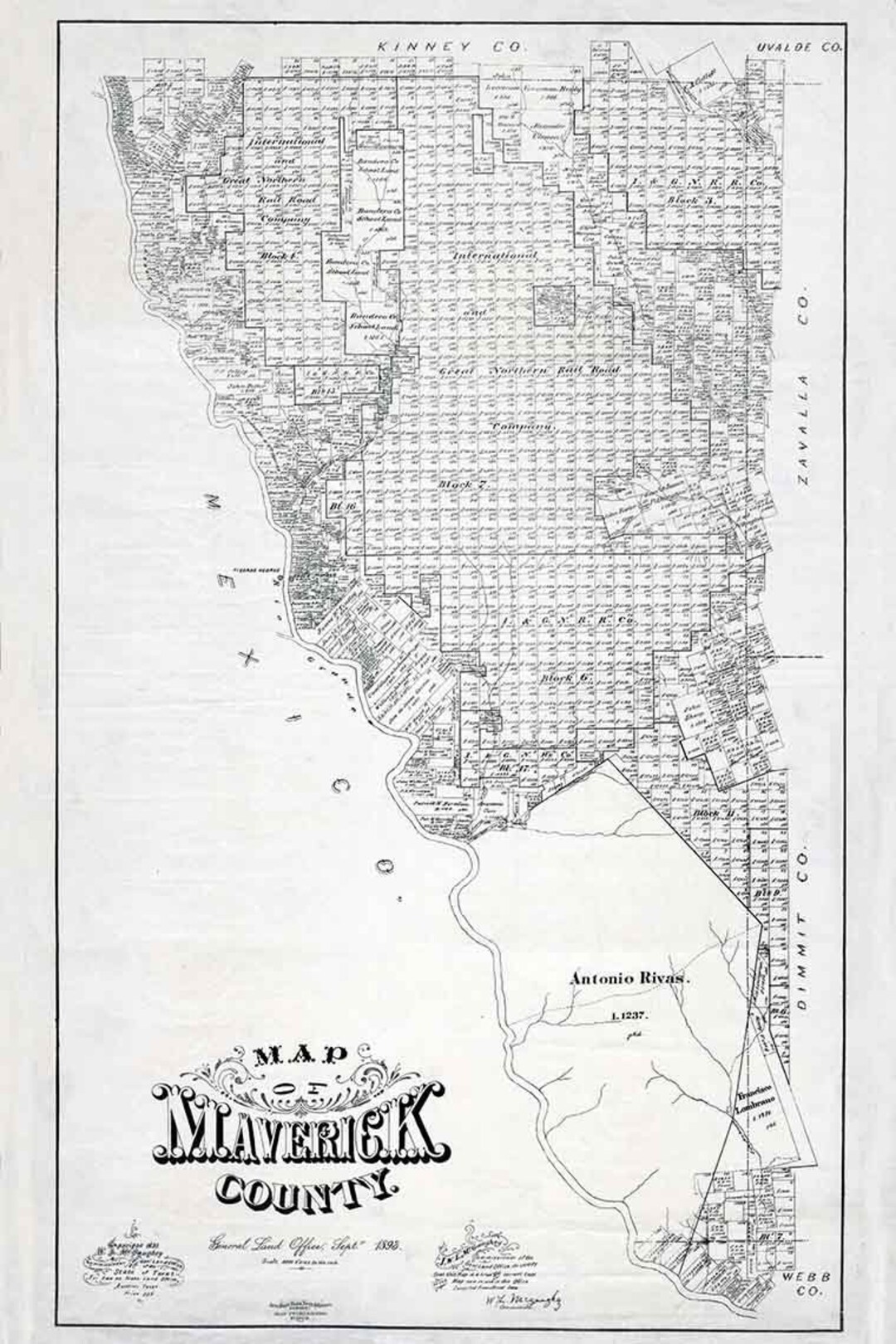 1893 Farm Line Map of Maverick County Texas - Etsy