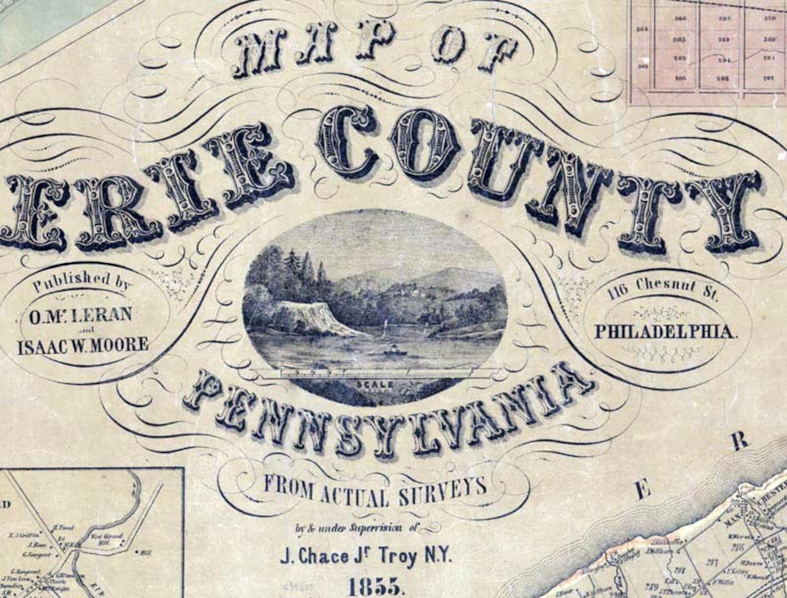 1855 Farm Line Map of Erie County Pa Landowner & Farm Names | Etsy