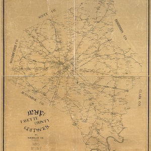 1891 Map of Fayette County Kentucky Lexington - Etsy