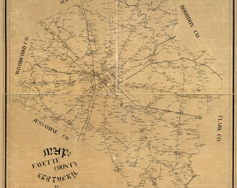 1855 Map of Lexington Fayette County Kentucky - Etsy